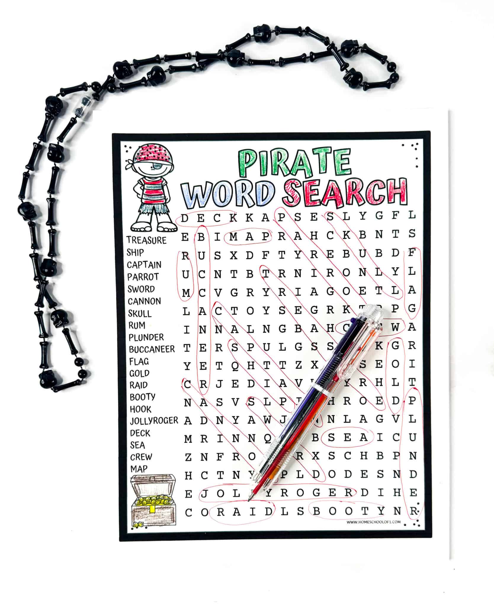 Free Pirate Word Search Printable