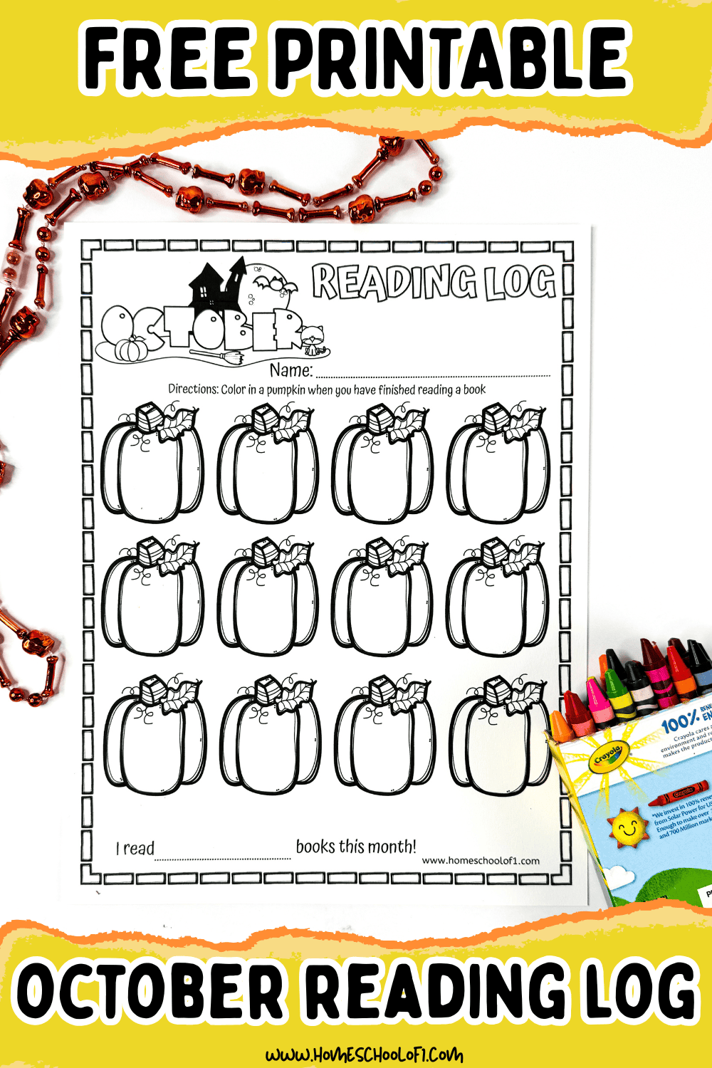 Free October Reading Log Printable