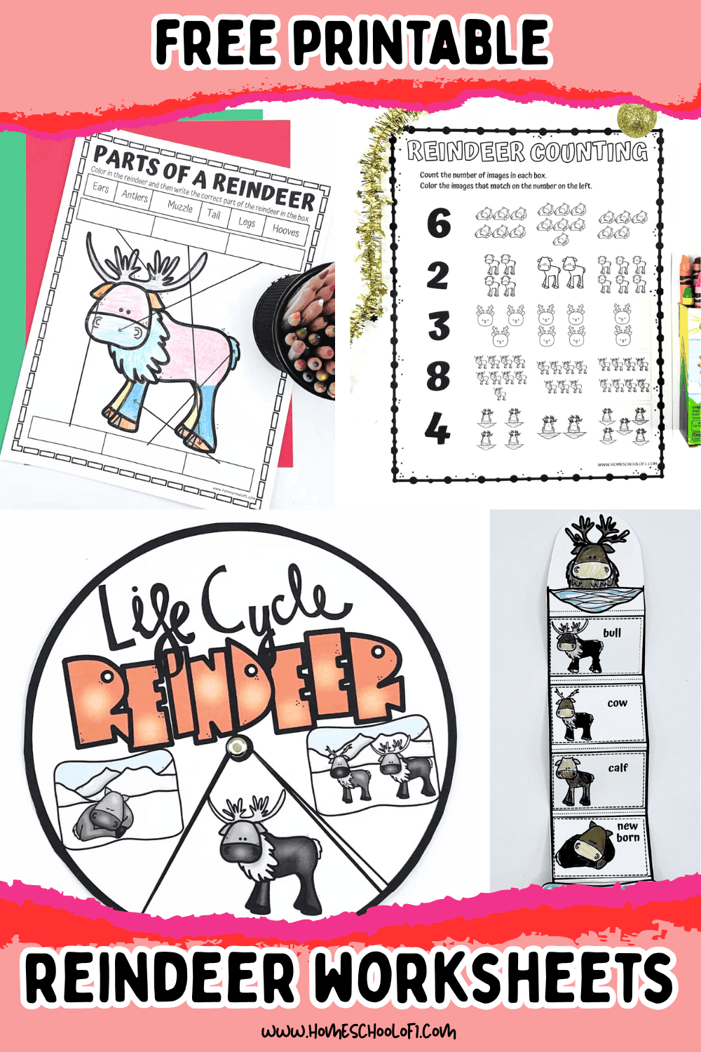 Free Reindeer Worksheets for Kids