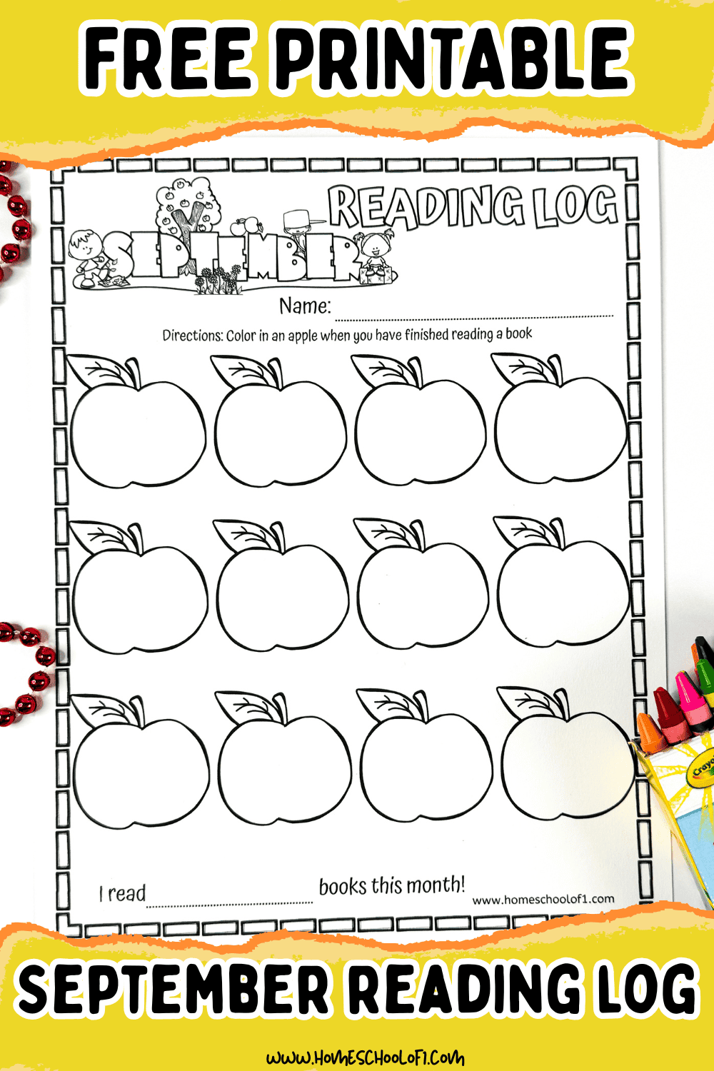 Free September Reading Log Printable