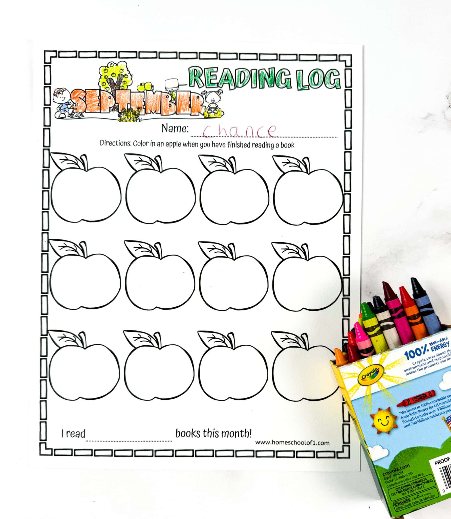 Free September Reading Log Printable
