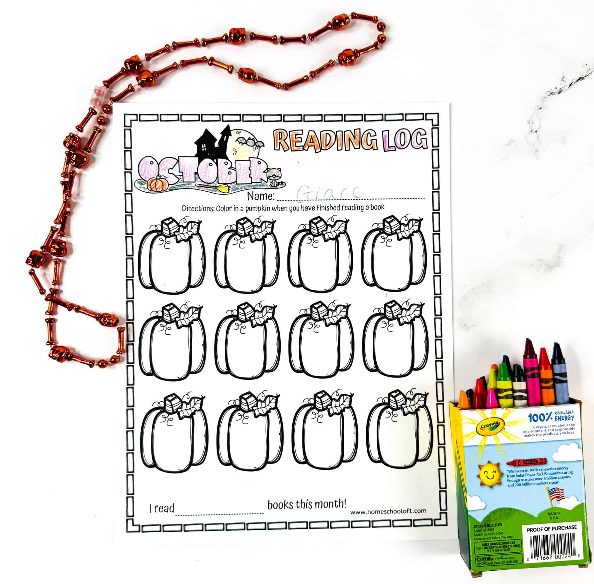 Free October Reading Log Printable