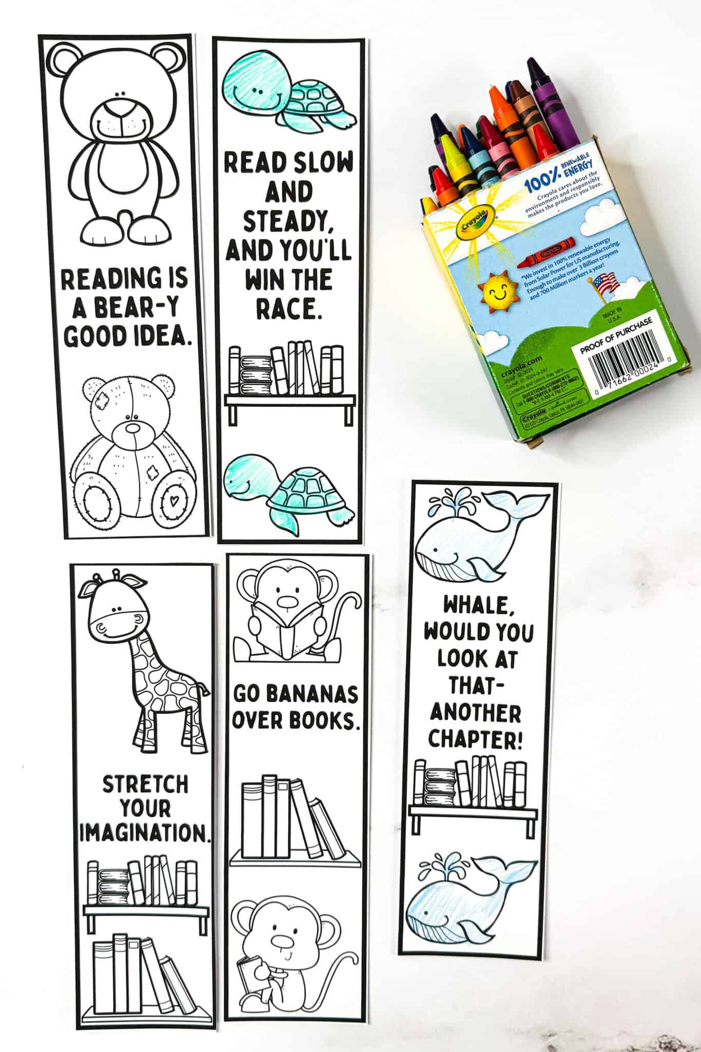 Free Printable Animal Bookmarks to Color