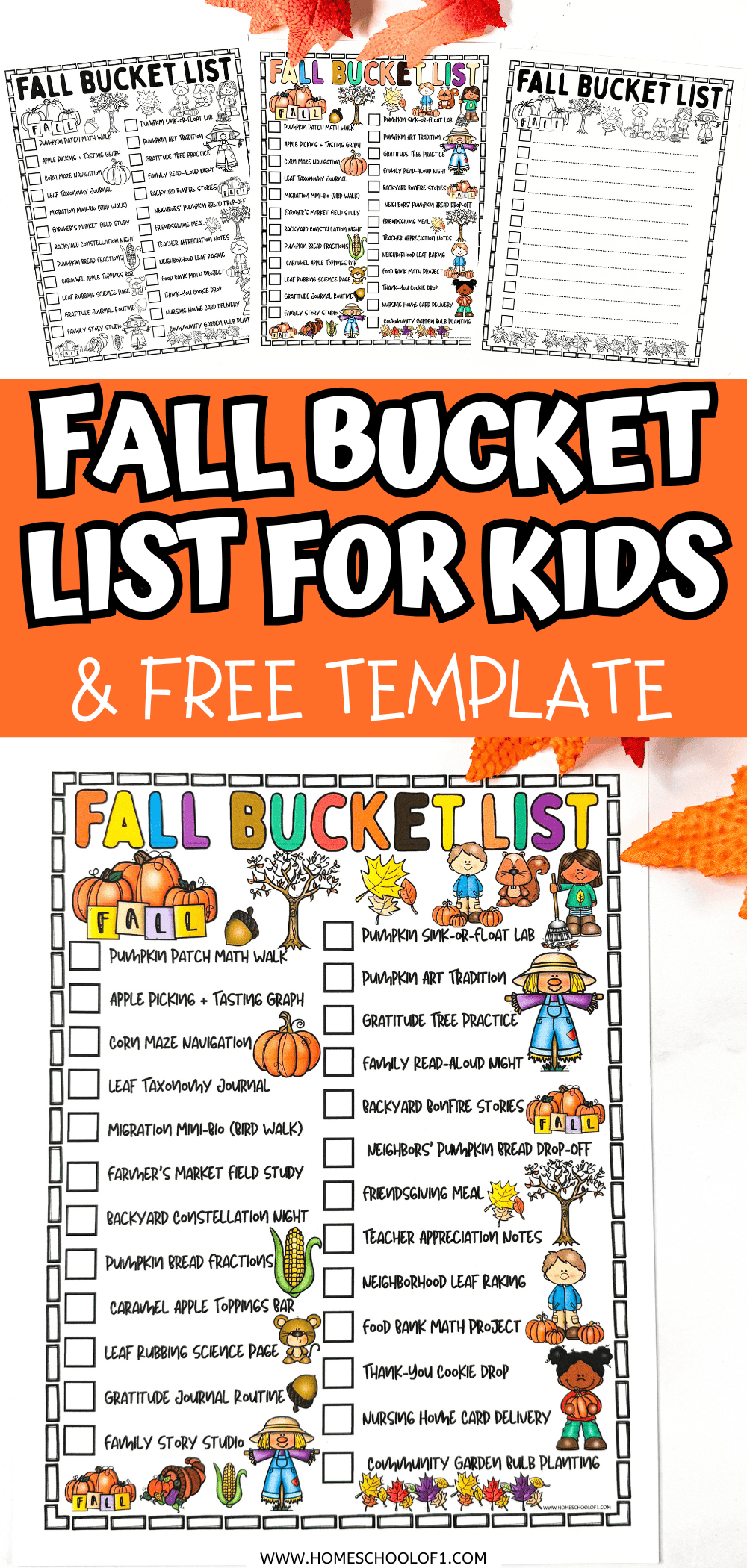 Fall Bucket List for Kids (Free Printable Template)