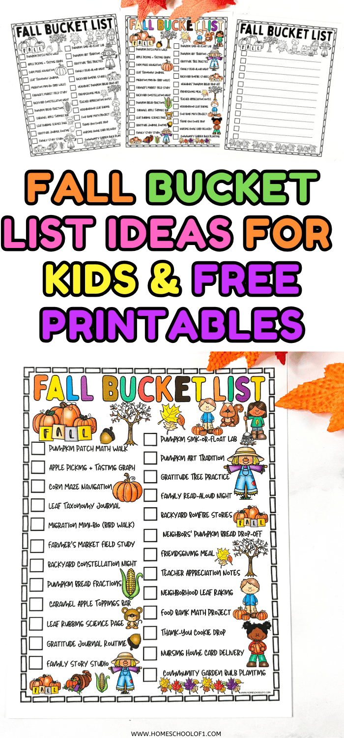 Fall Bucket List for Kids (Free Printable Template)