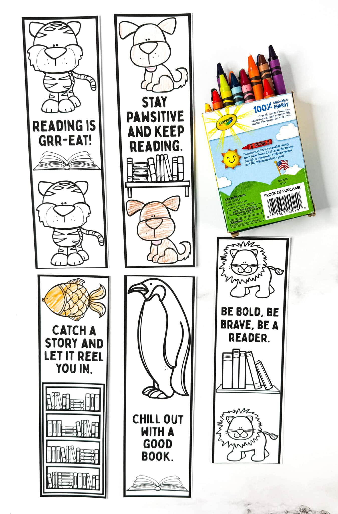 Free Printable Animal Bookmarks to Color