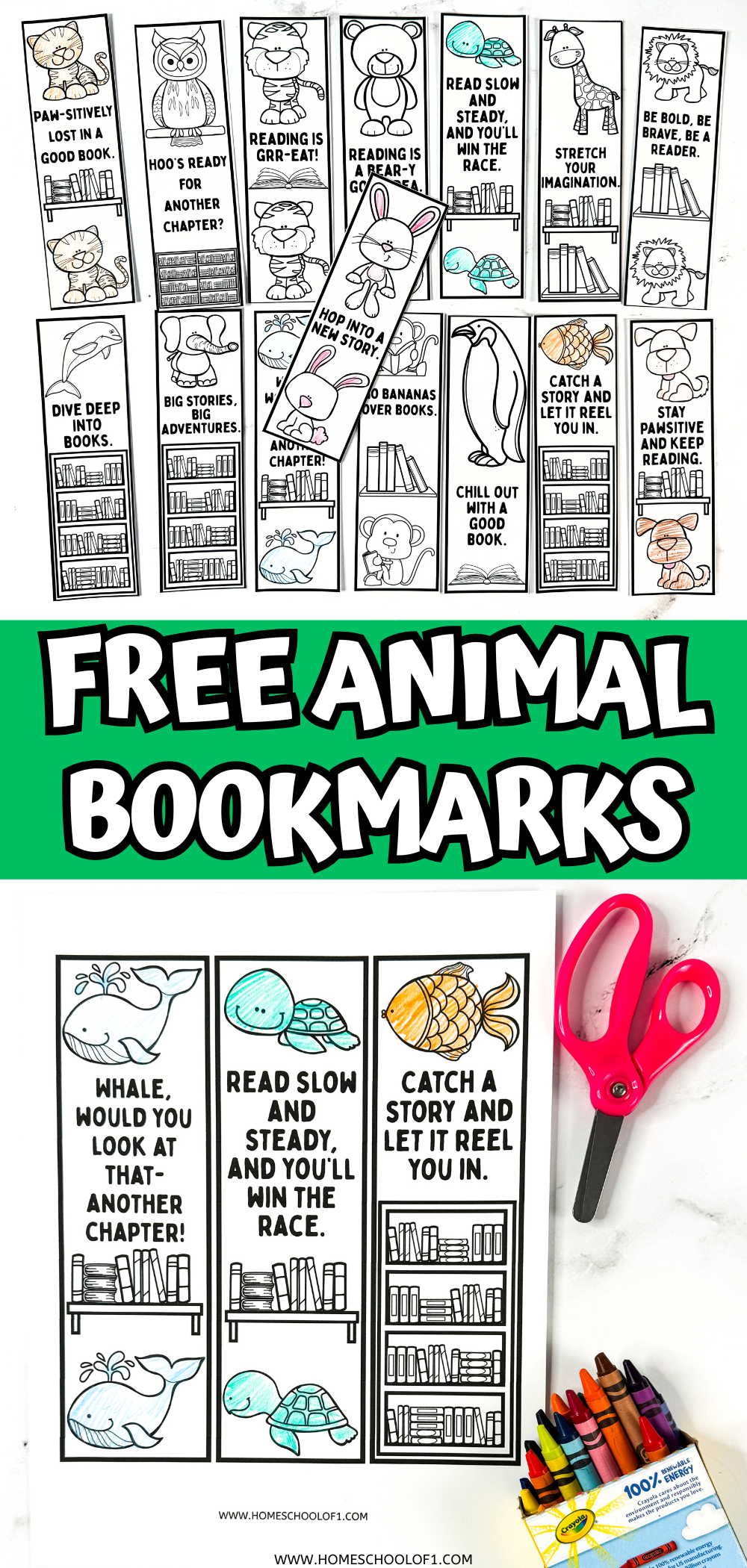 Free Printable Animal Bookmarks to Color