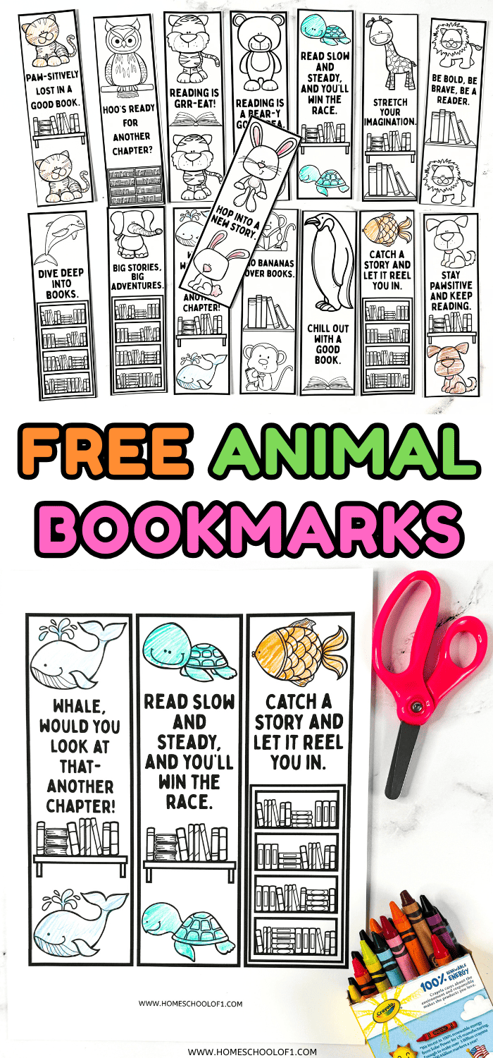 Free Printable Animal Bookmarks to Color