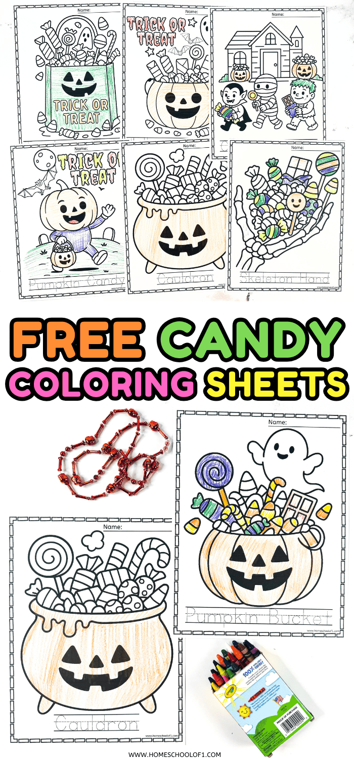 Halloween Candy Coloring Pages (Free Printable)