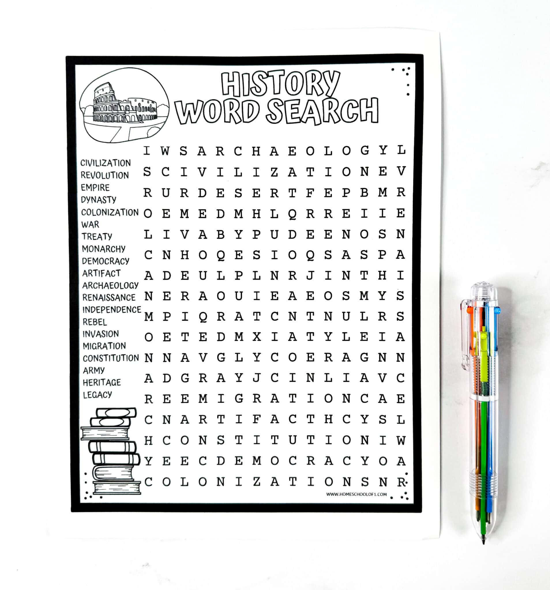 Free History Word Search Printable