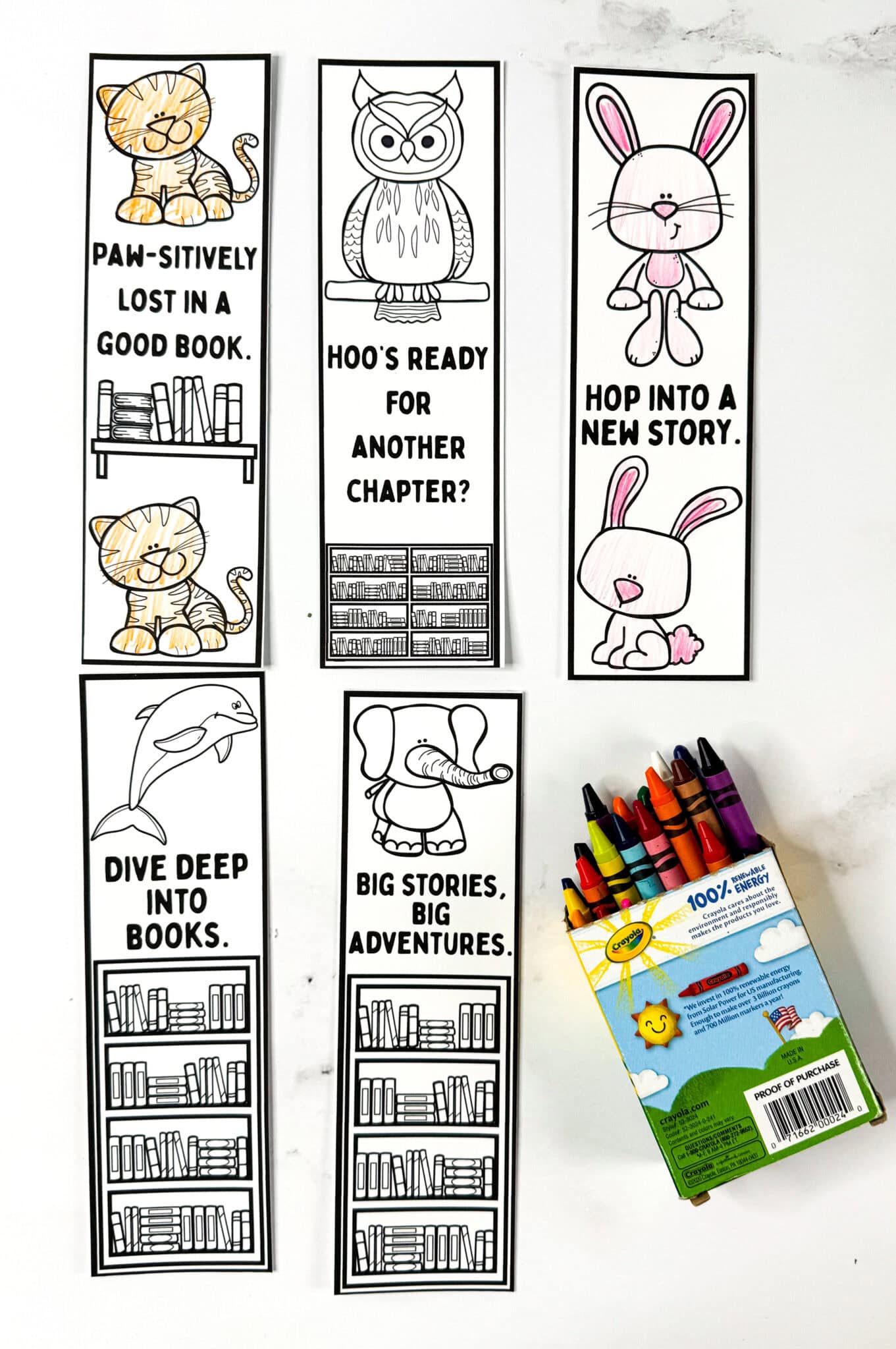 Free Printable Animal Bookmarks to Color