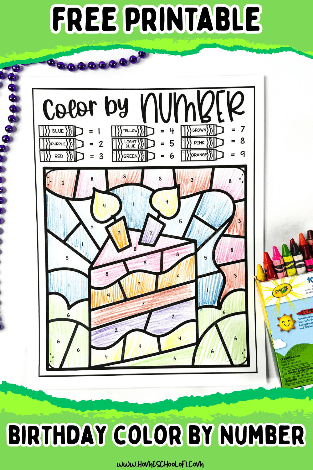 Free Birthday Color By Number Printable