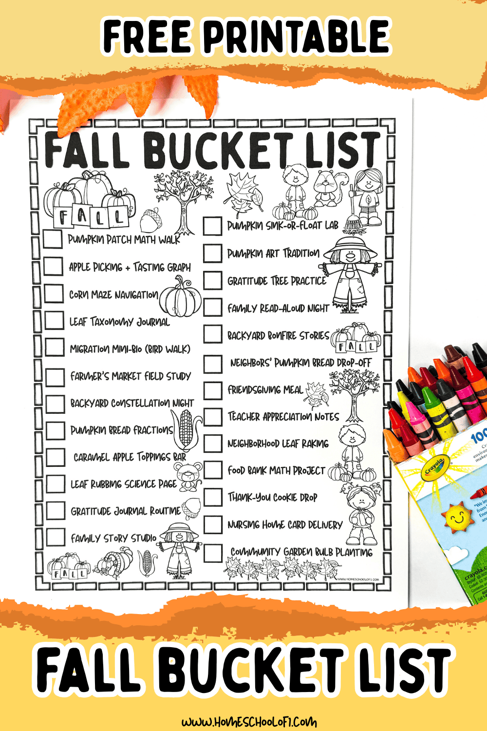 Fall Bucket List for Kids (Free Printable Template)