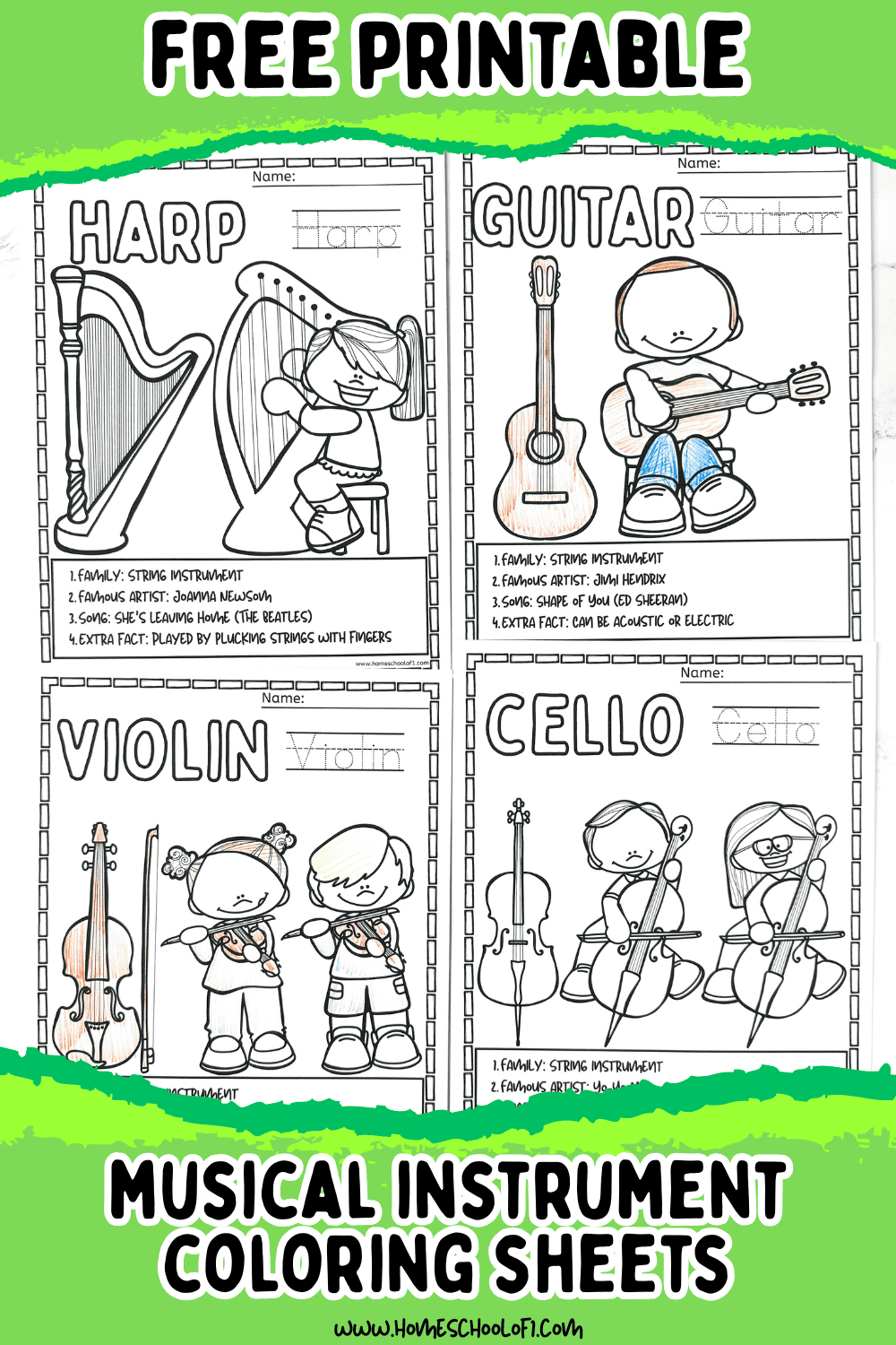 Free Musical Instrument Coloring Pages