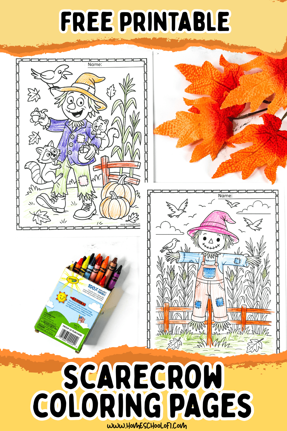 Free Scarecrow Coloring Page Printable for Kids