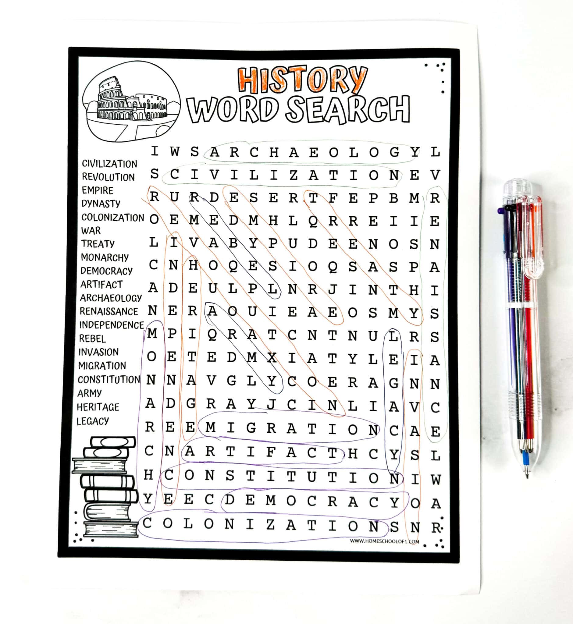 Free History Word Search Printable