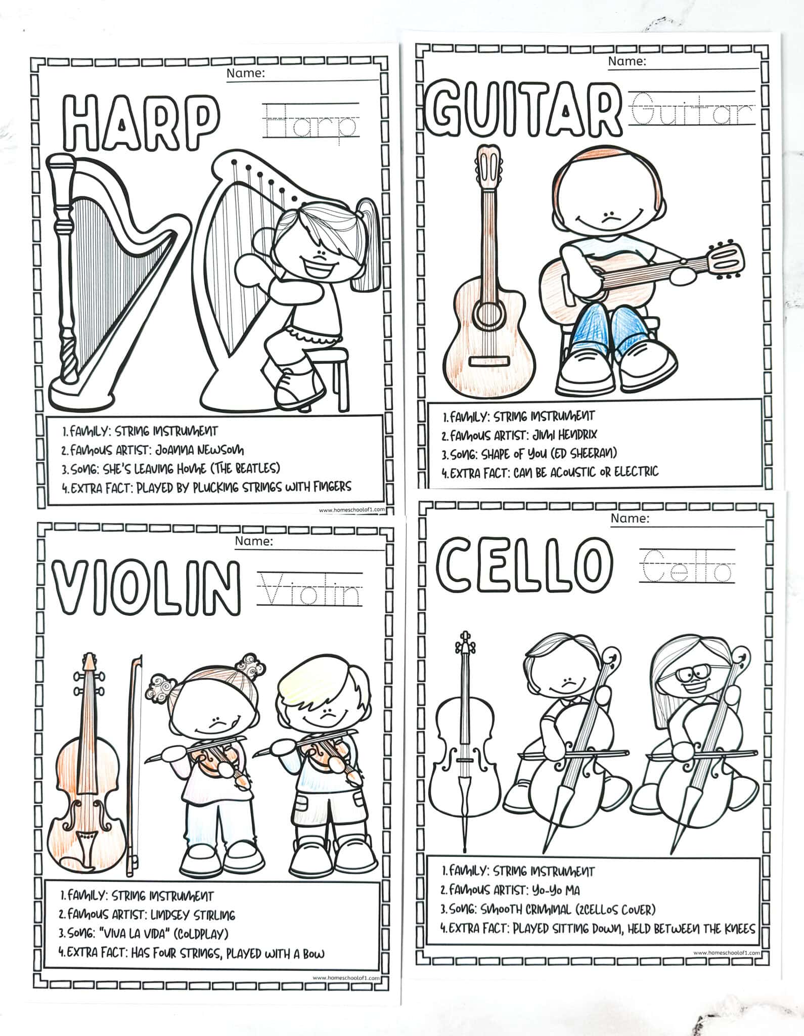 Free Musical Instrument Coloring Pages