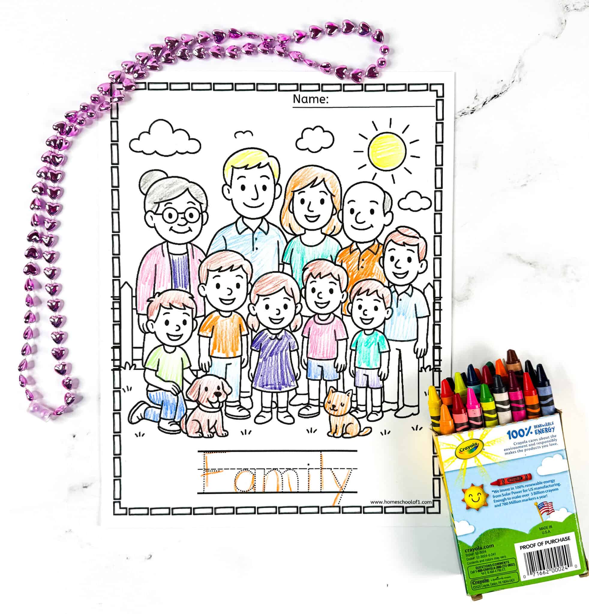 Free Family Coloring Page Printable for Kids