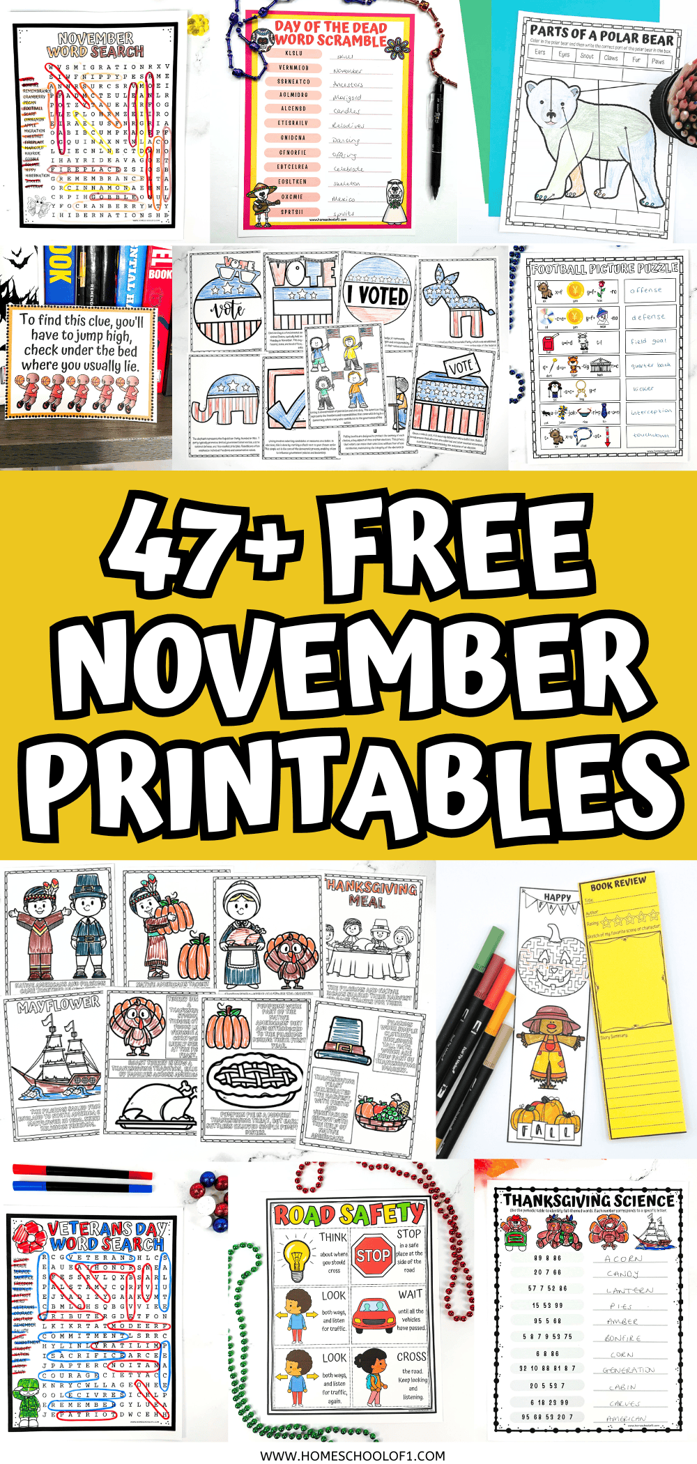 47+ Free November Printables for Kids