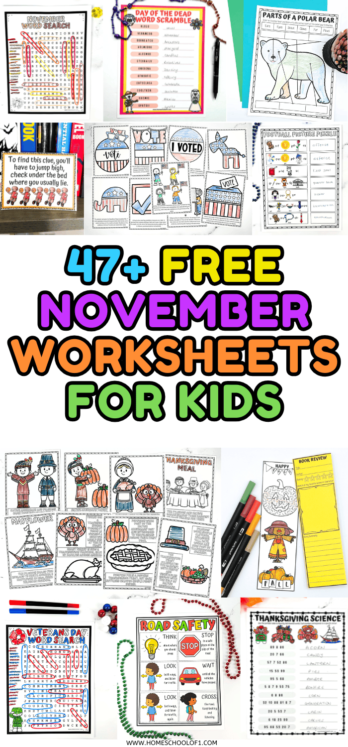 47+ Free November Printables for Kids
