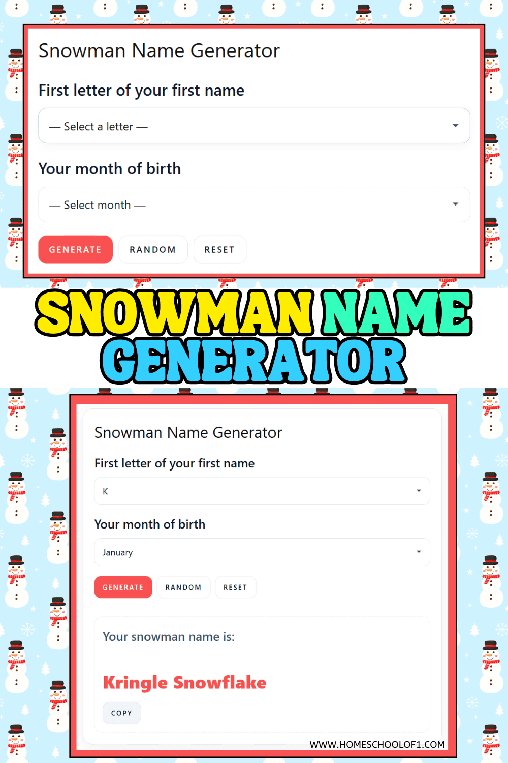 Snowman Name Generator for Kids (Free & Fun Winter Activity)