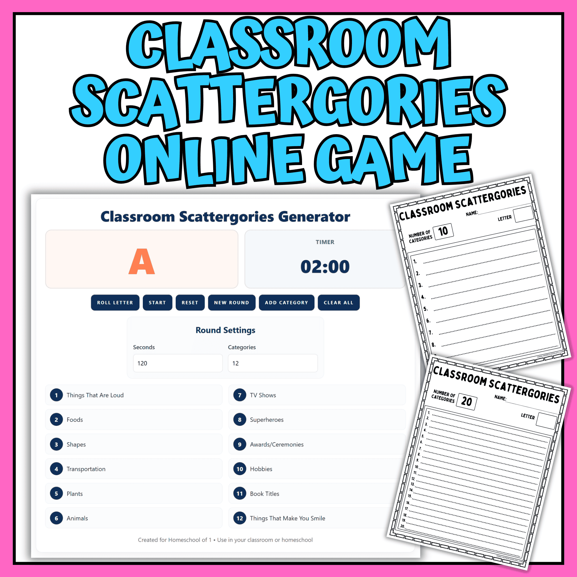 Free Online Scattergories Generator Tool