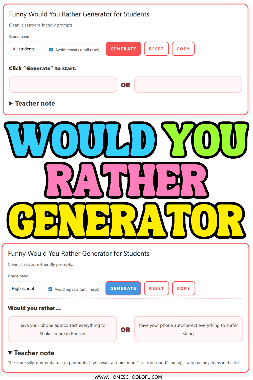 Funny Would You Rather Generator for Students
