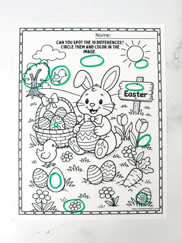 Free Easter Spot the Difference Printable