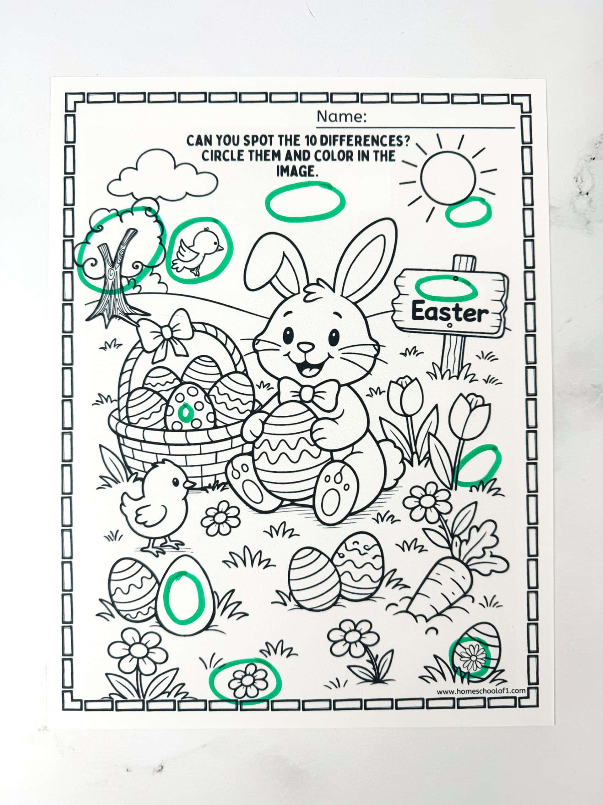 Free Easter Spot the Difference Printable