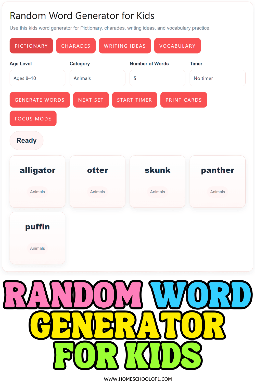 Random Word Generator for Kids